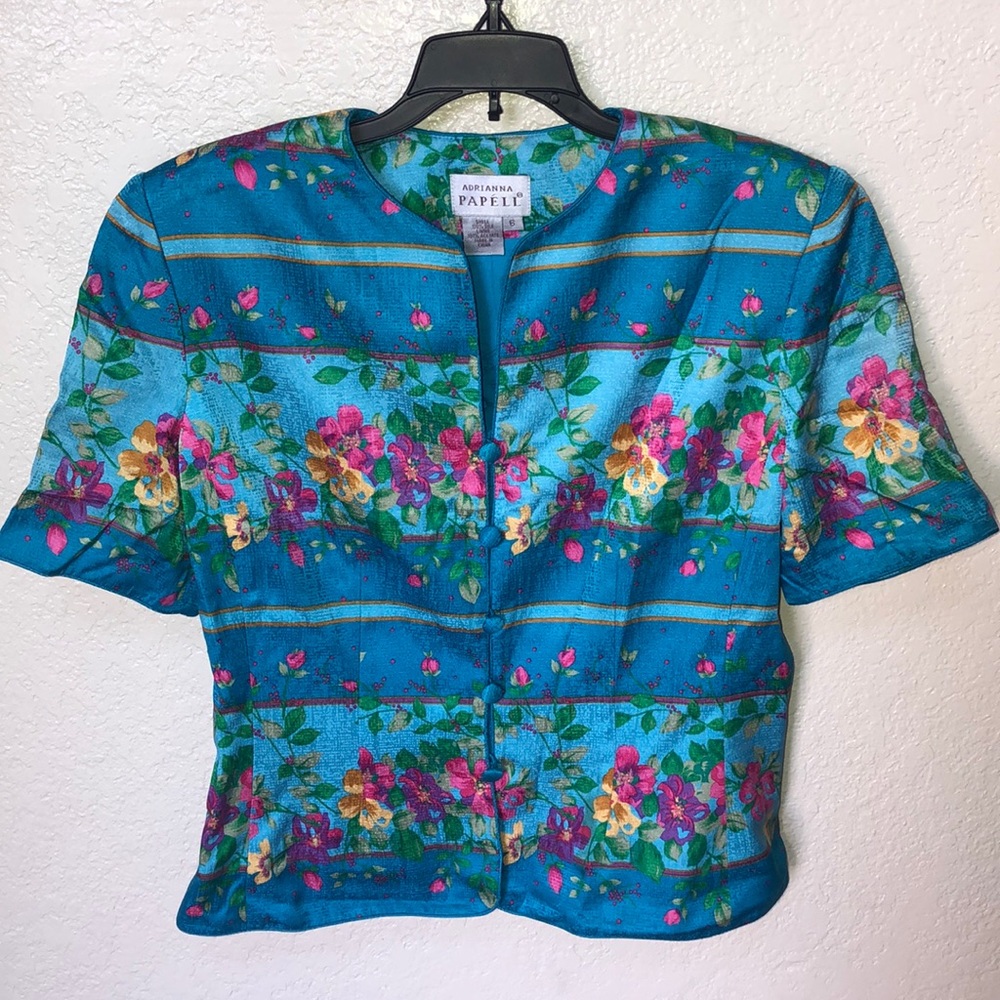 Asian-Inspired Floral Silk Blouse - Gem